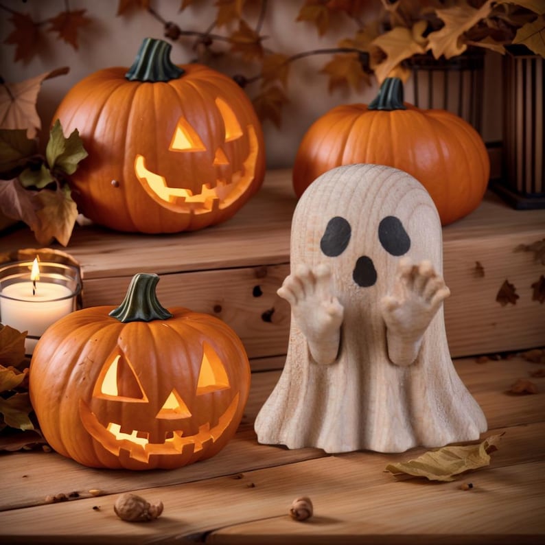 Maple Wood Ghost Desk Decor: Interchangeable Magnetic Fingers - Etsy