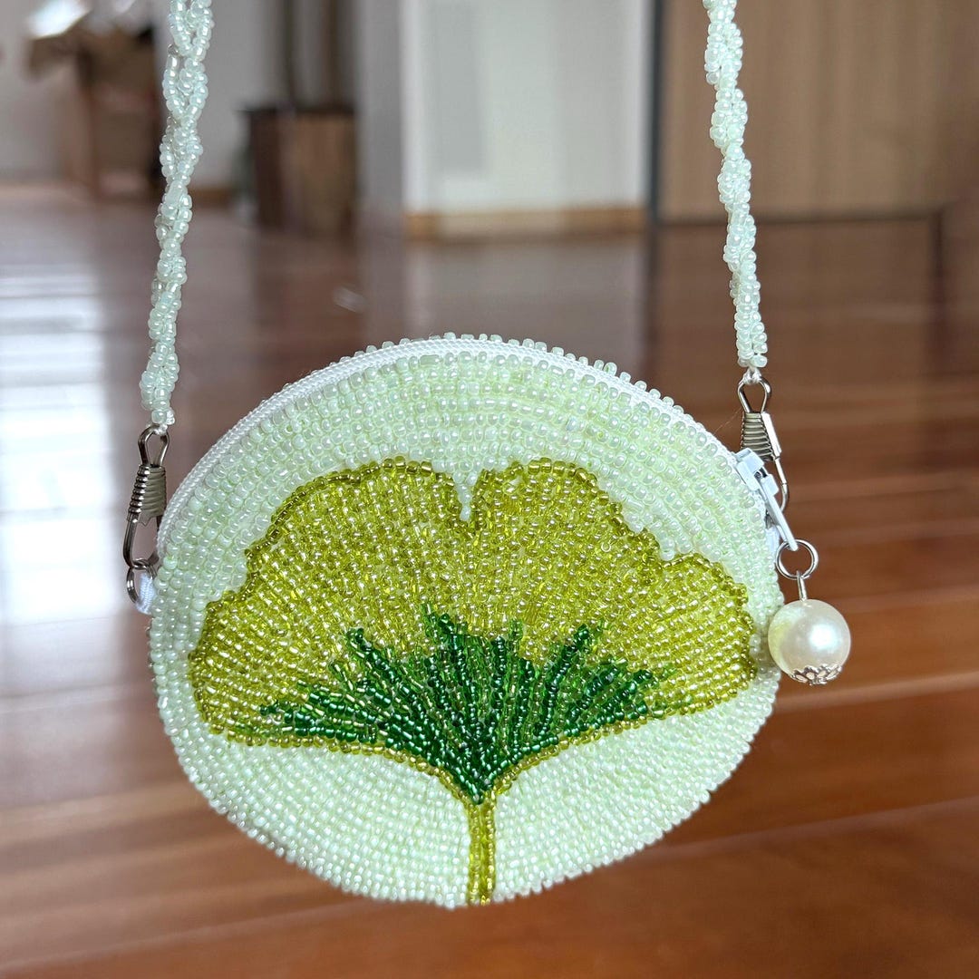 Handmade Beaded Coin Purse: Ginkgo, Lotus, Daisy & Cake Designs - Etsy