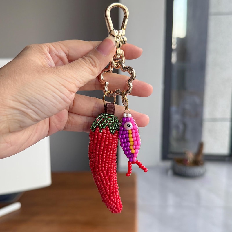 Chili Pepper Charm Keychain - Etsy