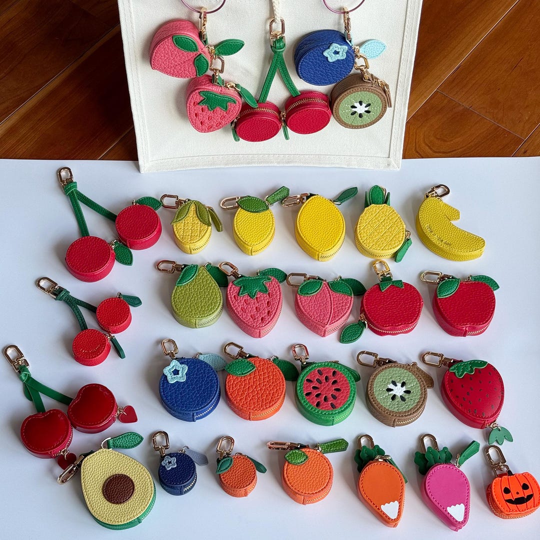 Fruit Coin Purse Keychain, Personalized PU Leather Bag Charm - Etsy ...
