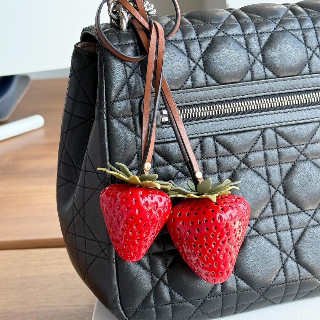 Realistic Strawberry Bag Charm: Hand-painted Eco-resin Keychain - Etsy