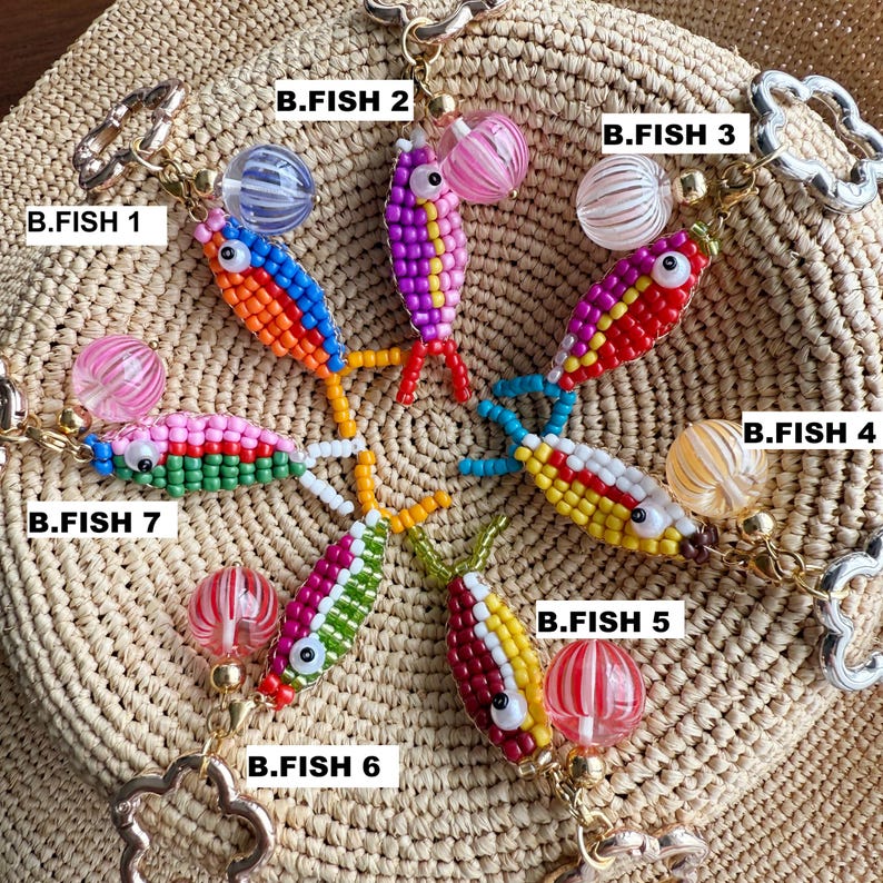 Custom Beaded Fish Keychain: Embroidered Initials, Detachable Chain - Etsy