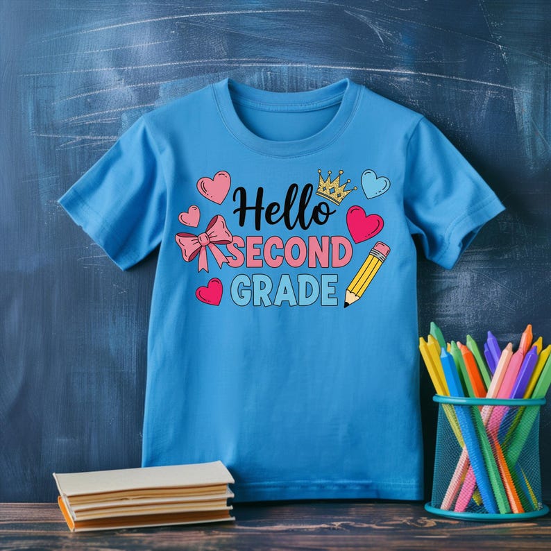 Hello Second Grade Png, Cute Back to School, Pencil Design, 2nd Grade ...