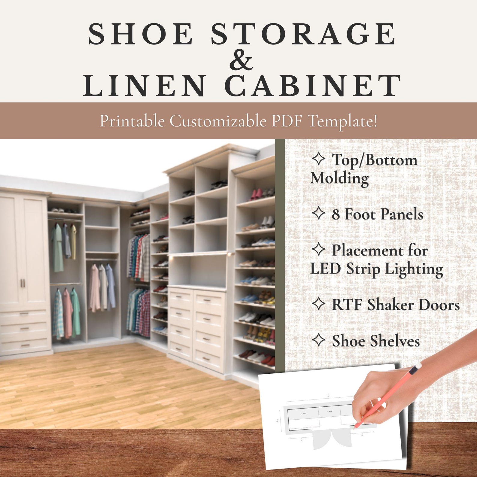 Walk in Closet Template Printable Closet Planner Customizable Design ...