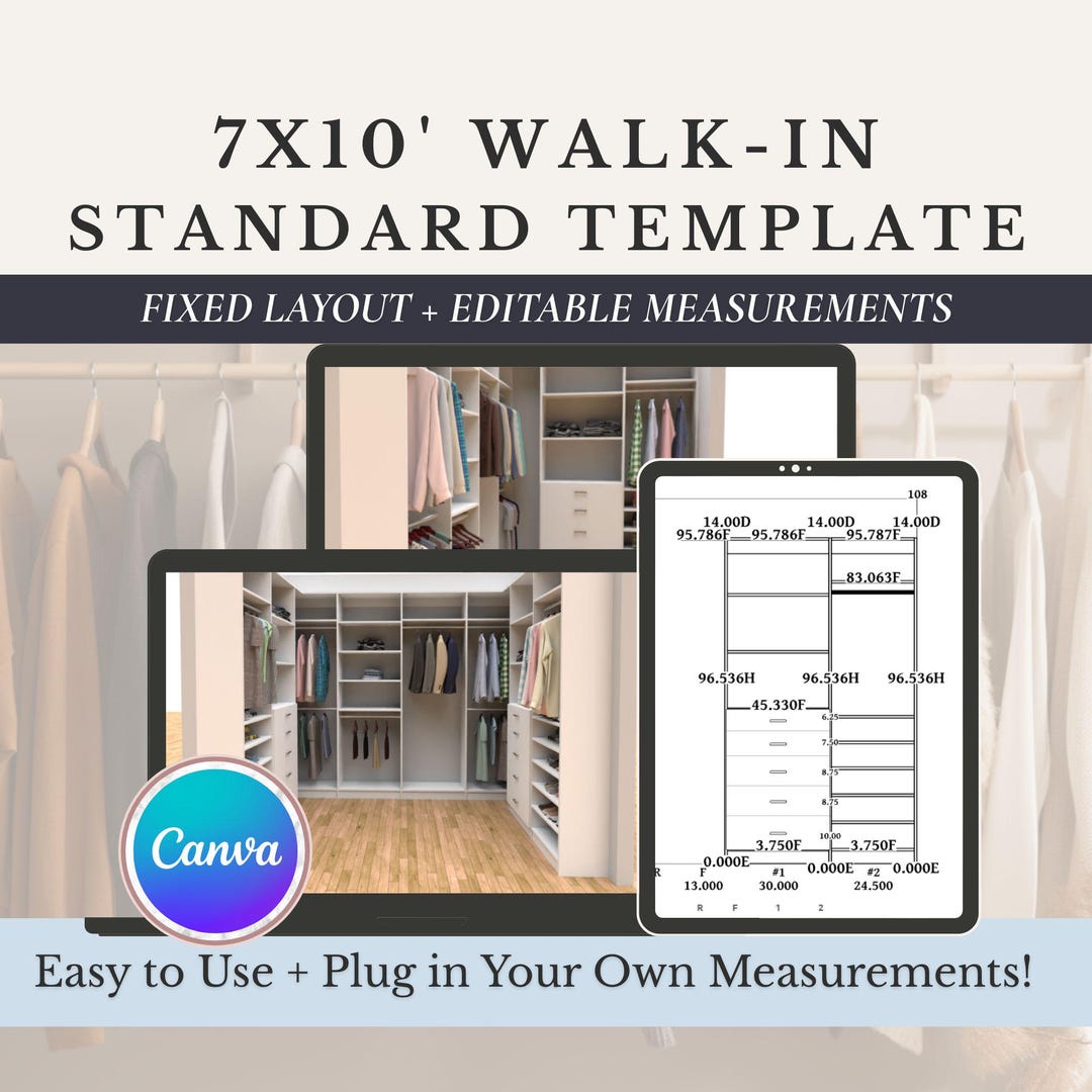 Walk-in Closet Design Template | Printable Closet Planner & DIY Layout ...