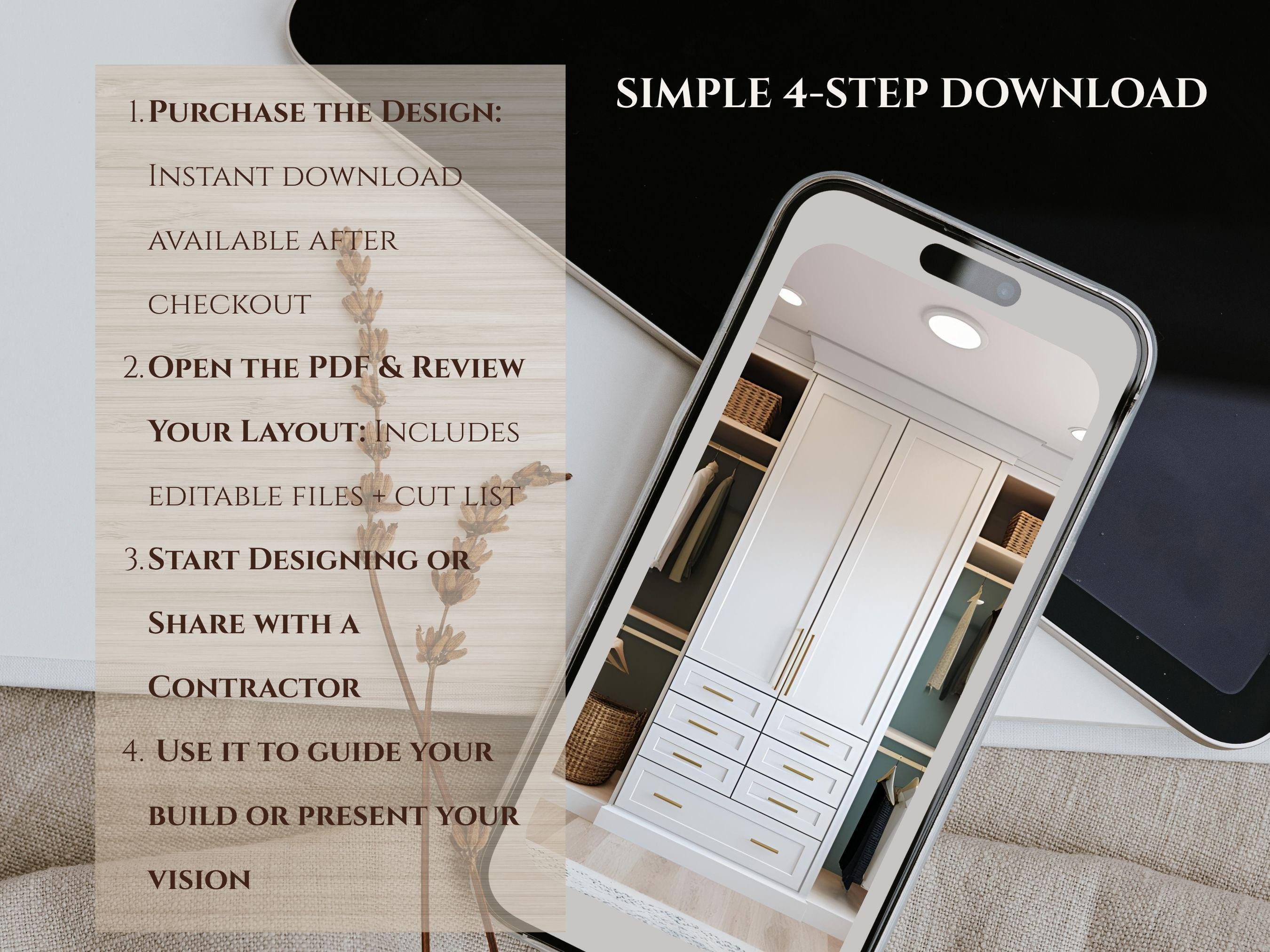 Reach-in Closet Planner Template Printable PDF | 4ft Closet Design ...