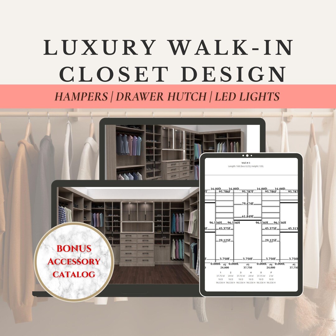 Luxury Walk in Closet Template Printable Closet Planner Customizable ...