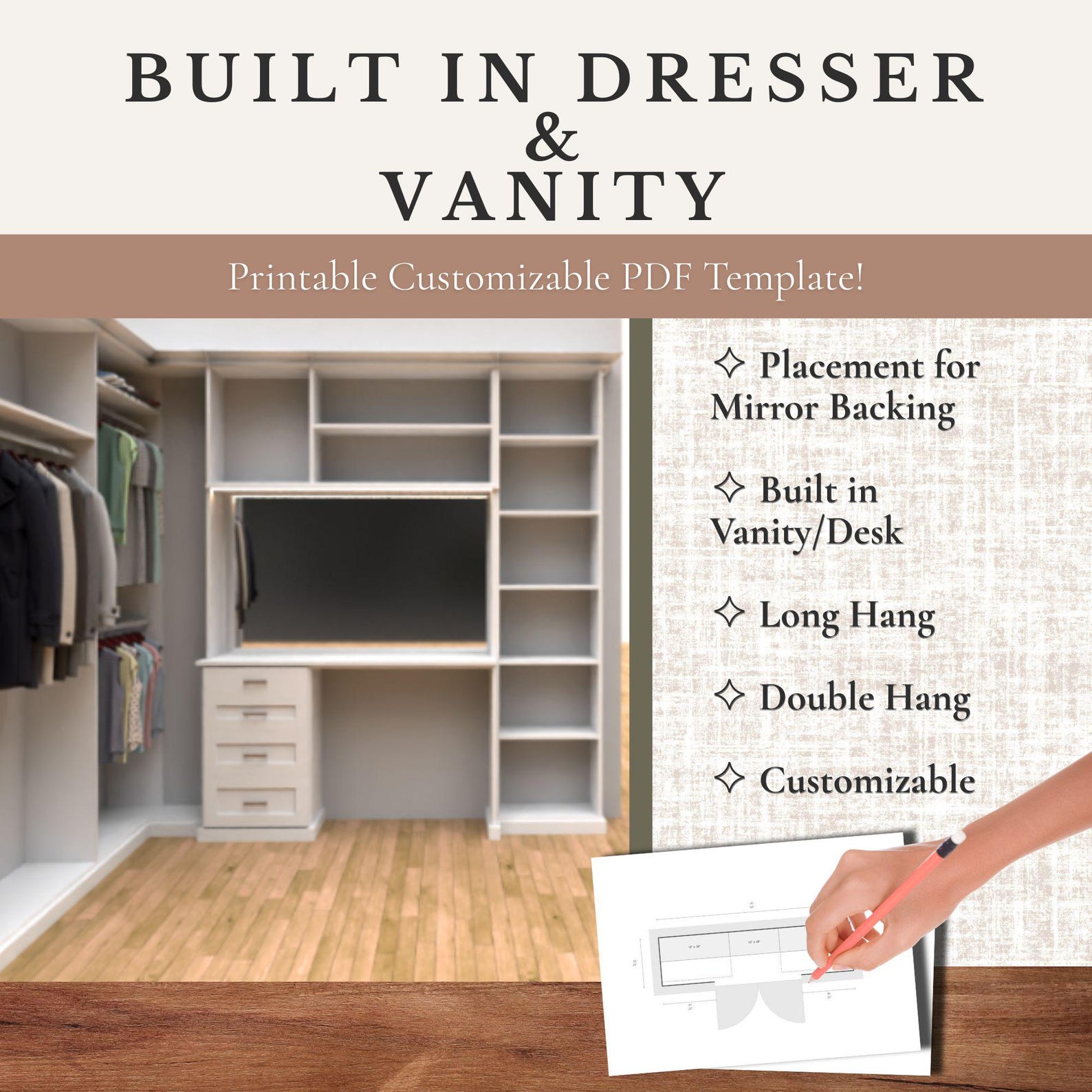 Walk in Closet Template Printable Closet Planner Customizable Design ...