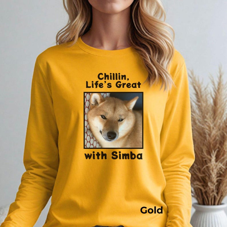 Shiba Inu Long Sleeve Tee | Chillin Life With Simba Photo Shirt - Etsy