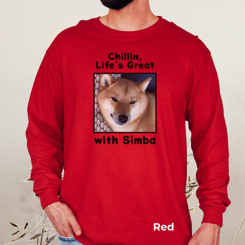 Shiba Inu Long Sleeve Tee | Chillin Life With Simba Photo Shirt - Etsy