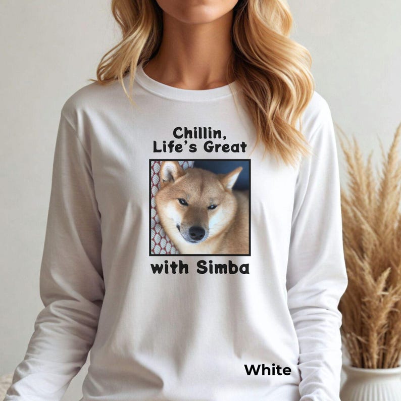 Shiba Inu Long Sleeve Tee | Chillin Life With Simba Photo Shirt - Etsy
