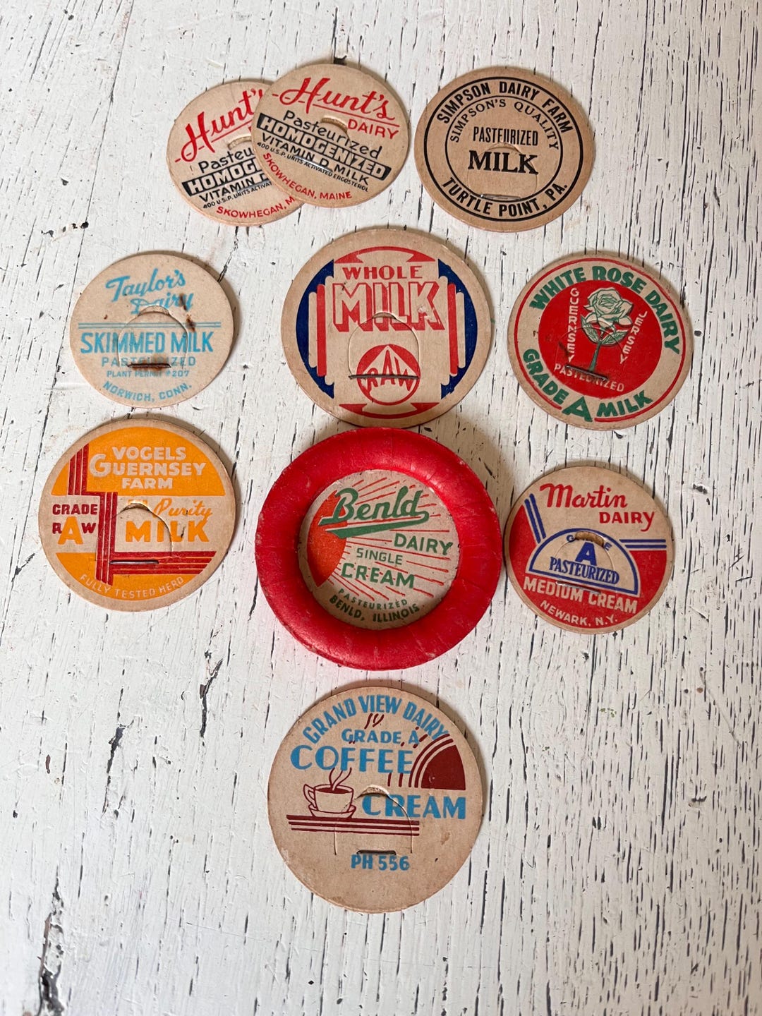 Vintage Milk Bottle Caps Lot | Mid Century Dairy Cream Tops | Farmhouse ...