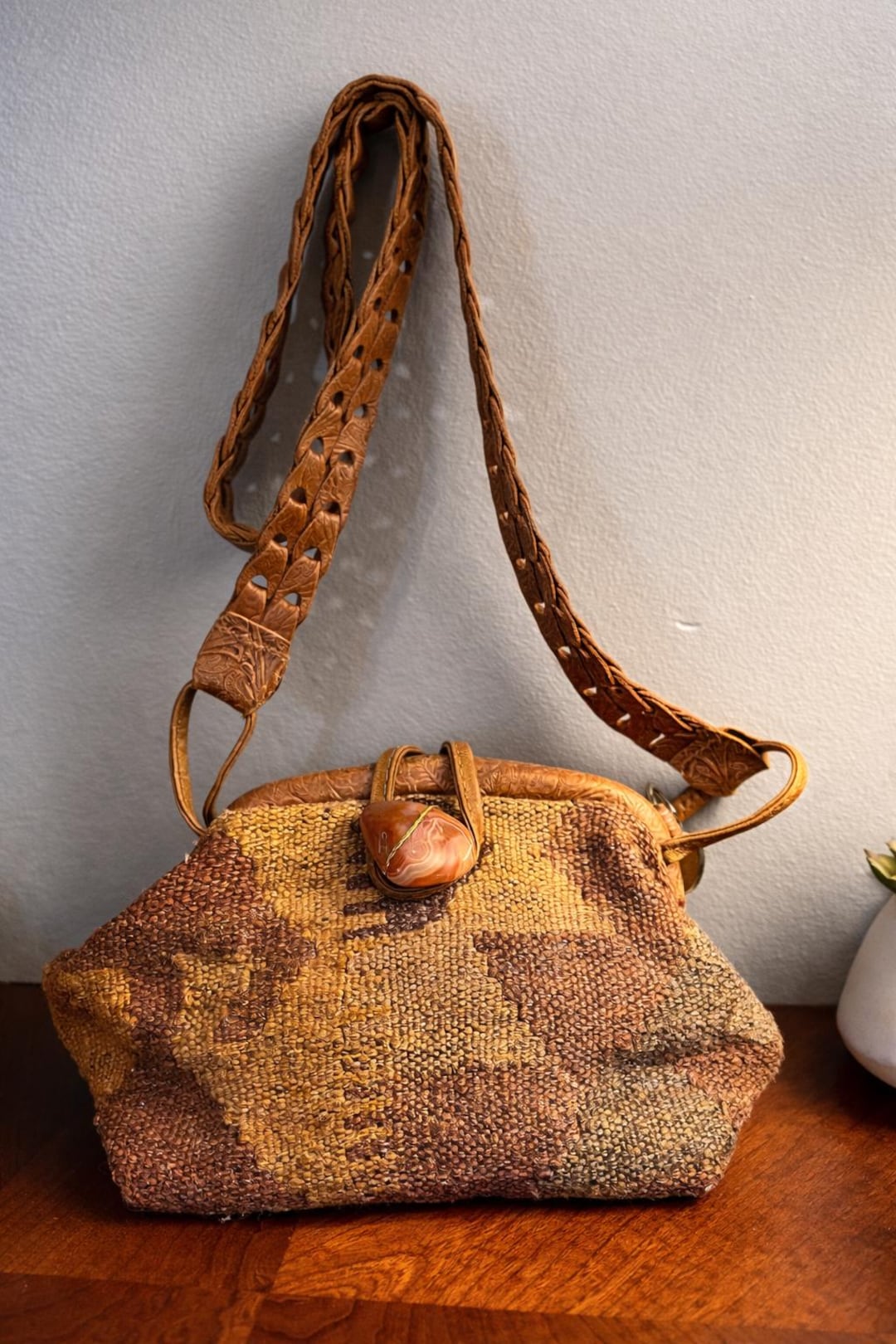 Vintage Marco Avane Patchwork Crossbody | Tooled Leather & Tapestry ...