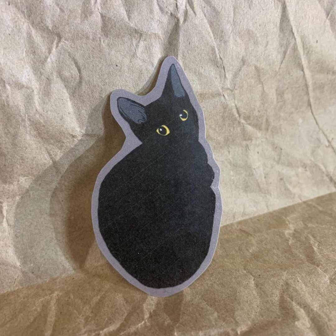 Smol Black Cat, 2" Sticker - Etsy
