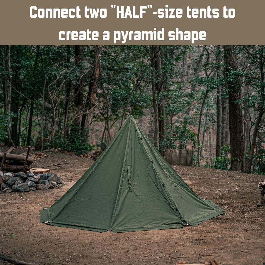 CAMPLUS Military-style Solo Tent | One-pole Lavvu Tent | Expandable ...