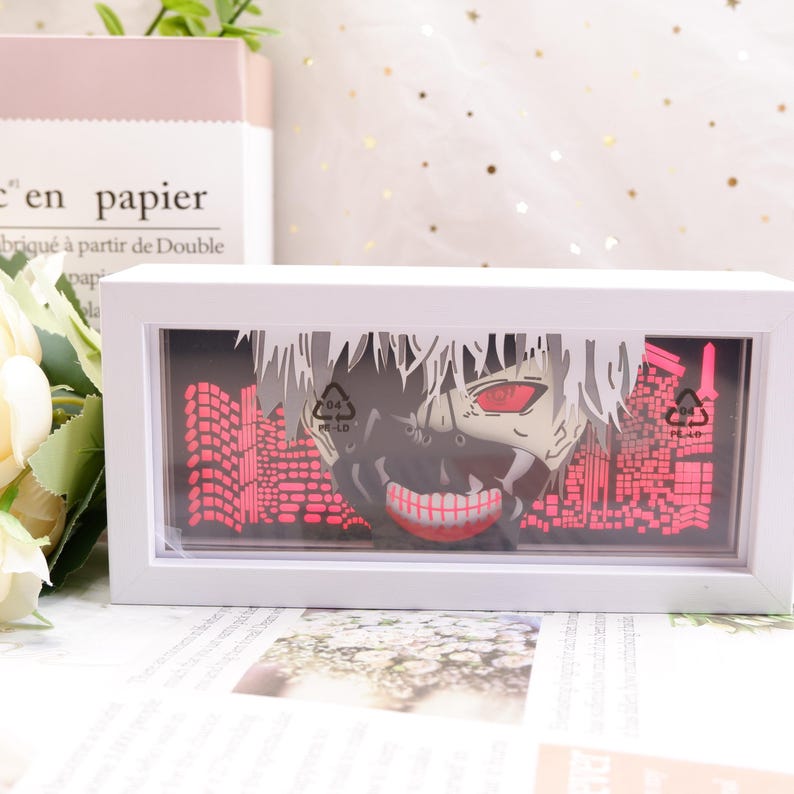 Tokyo Ghoul Kaneki Ken LED Paper Cutout Lamp Box Plug-in Version Night ...