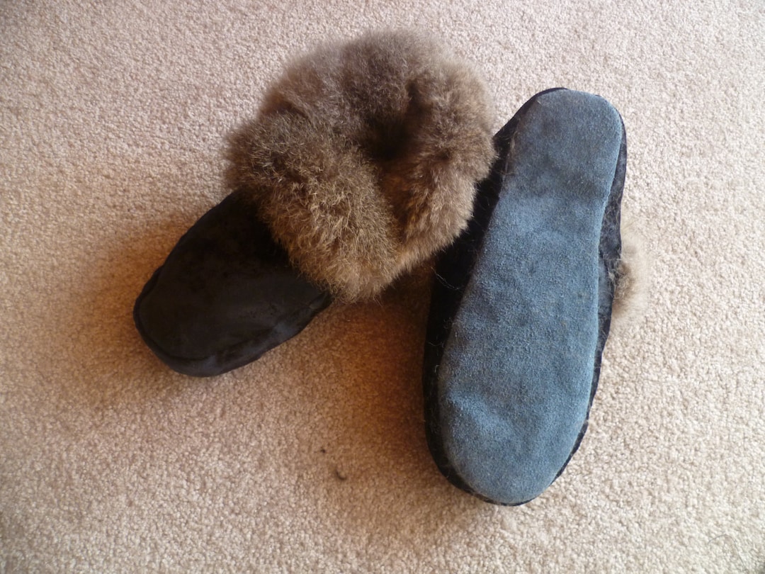 New Zealand Possum Natural Grey Fur Moccasin Style Slippers - Etsy