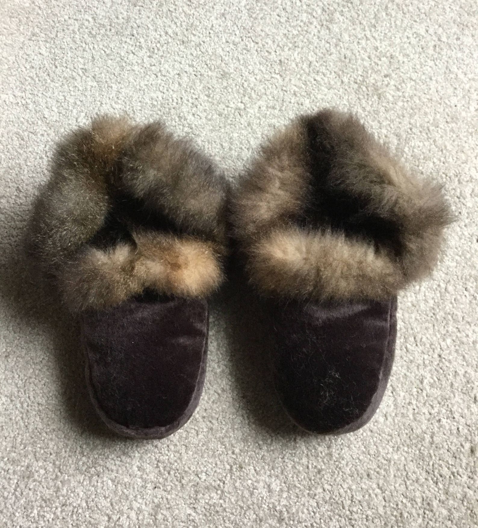 New Zealand Possum Natural Brown Fur Moccasin Style Slippers With Soft ...