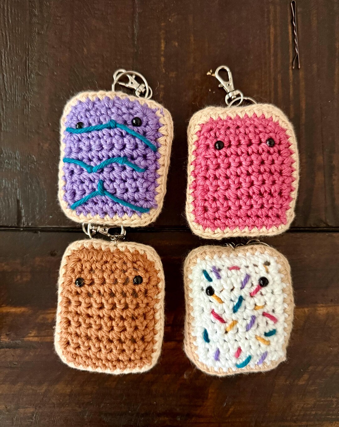 Puff Pastry Crochet Keychain - Etsy