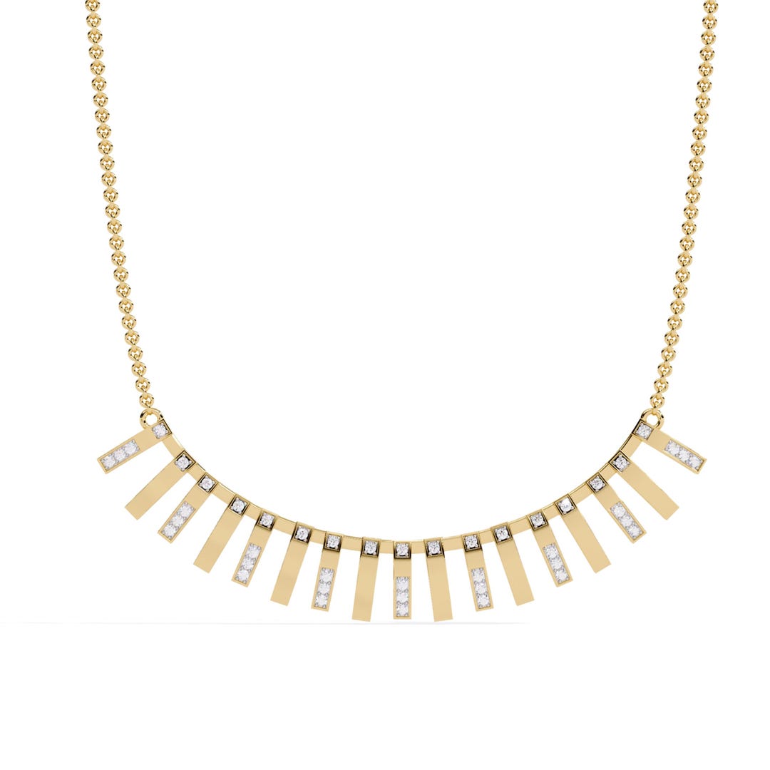 NUIT D’OR - Art Deco Ray – Vertical Bar Lab Diamond Necklace in 14K ...