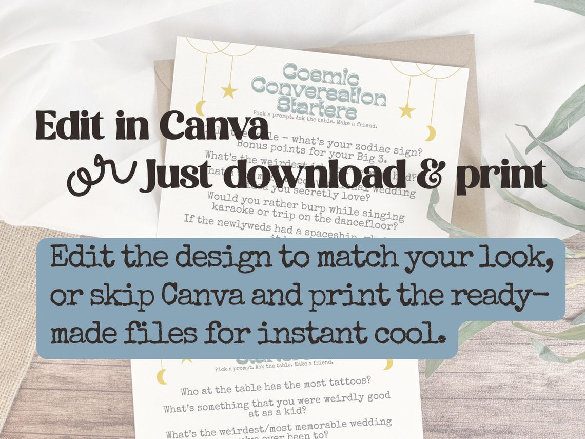 Cosmic Wedding Icebreaker Cards: 75 Conversation Starters (canva ...