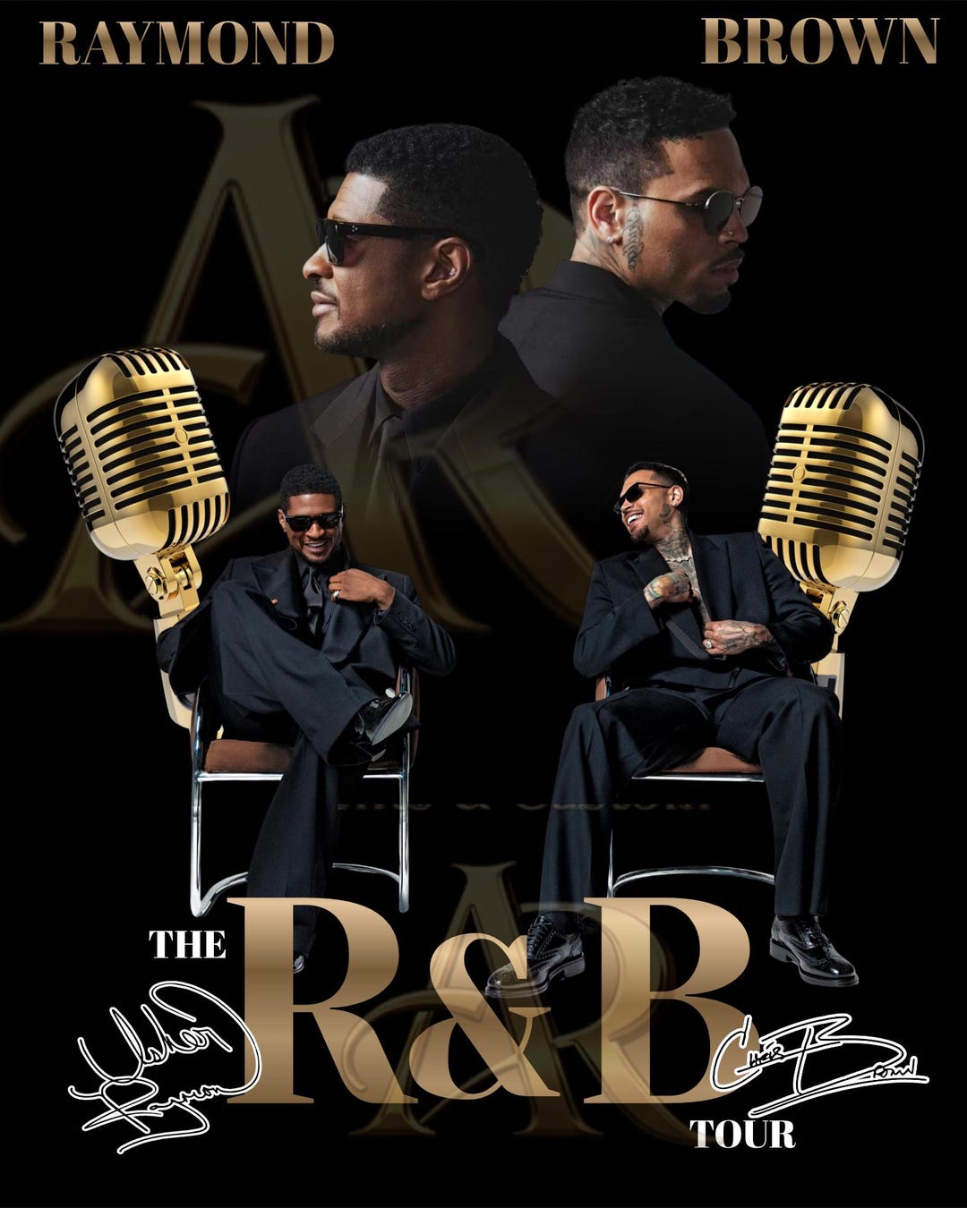 R&B Tour 2026 PNG Design | Gold Luxury Concert Graphic (digital ...