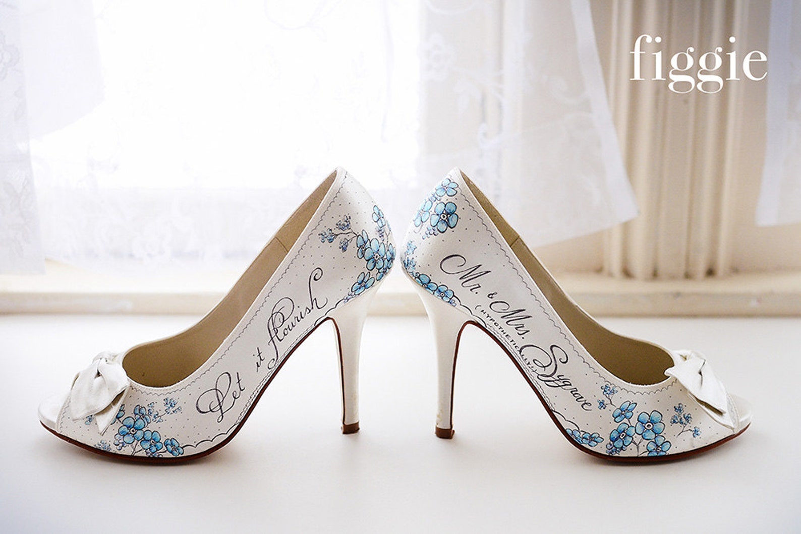 CUSTOM Forget-me-nots Hand-painted, Personalized Bridal Shoes - Etsy