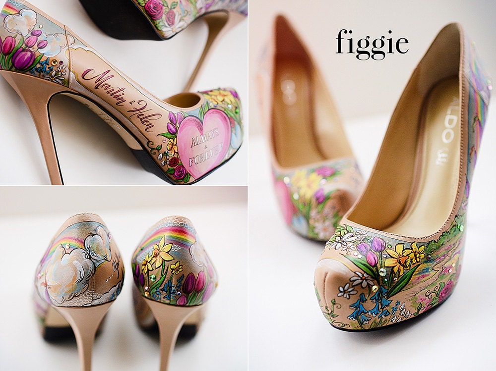CUSTOM Hand-painted Wedding Shoes, Fairy Tale Castle and Easter Themed ...