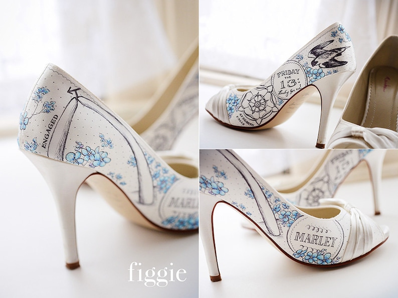 CUSTOM Forget-me-nots Hand-painted, Personalized Bridal Shoes - Etsy
