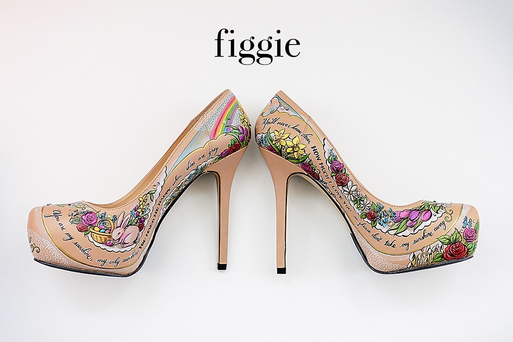 CUSTOM Hand-painted Wedding Shoes, Fairy Tale Castle and Easter Themed ...