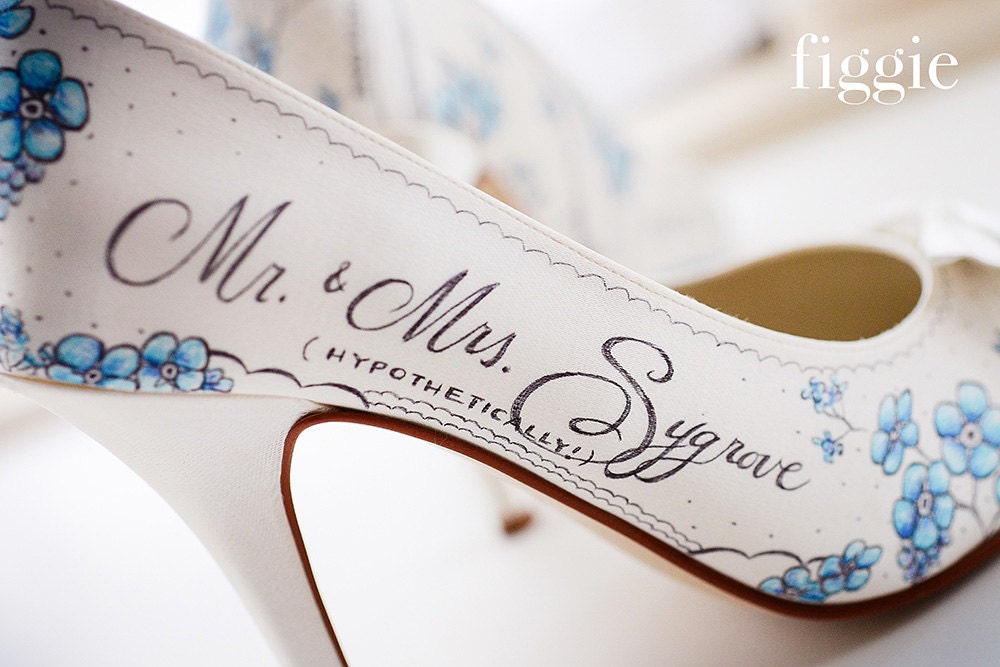 CUSTOM Forget-me-nots Hand-painted, Personalized Bridal Shoes - Etsy