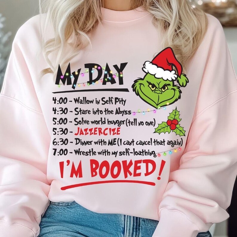 My Day I’m Booked PNG, Grinch Schedule SVG, Retro Christmas, Merry ...