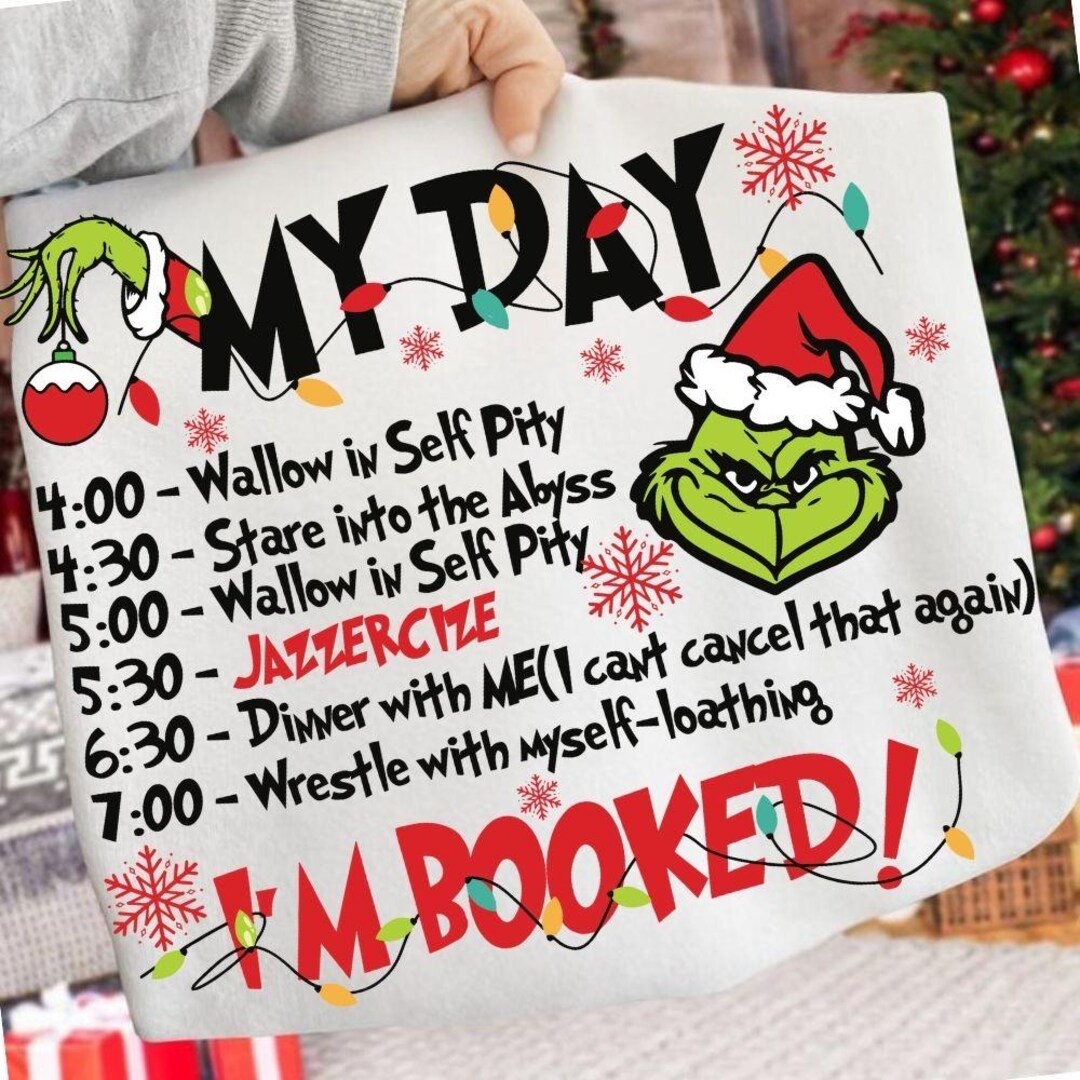 My Day I’m Booked PNG, Grinch Schedule SVG, Retro Christmas, Merry ...