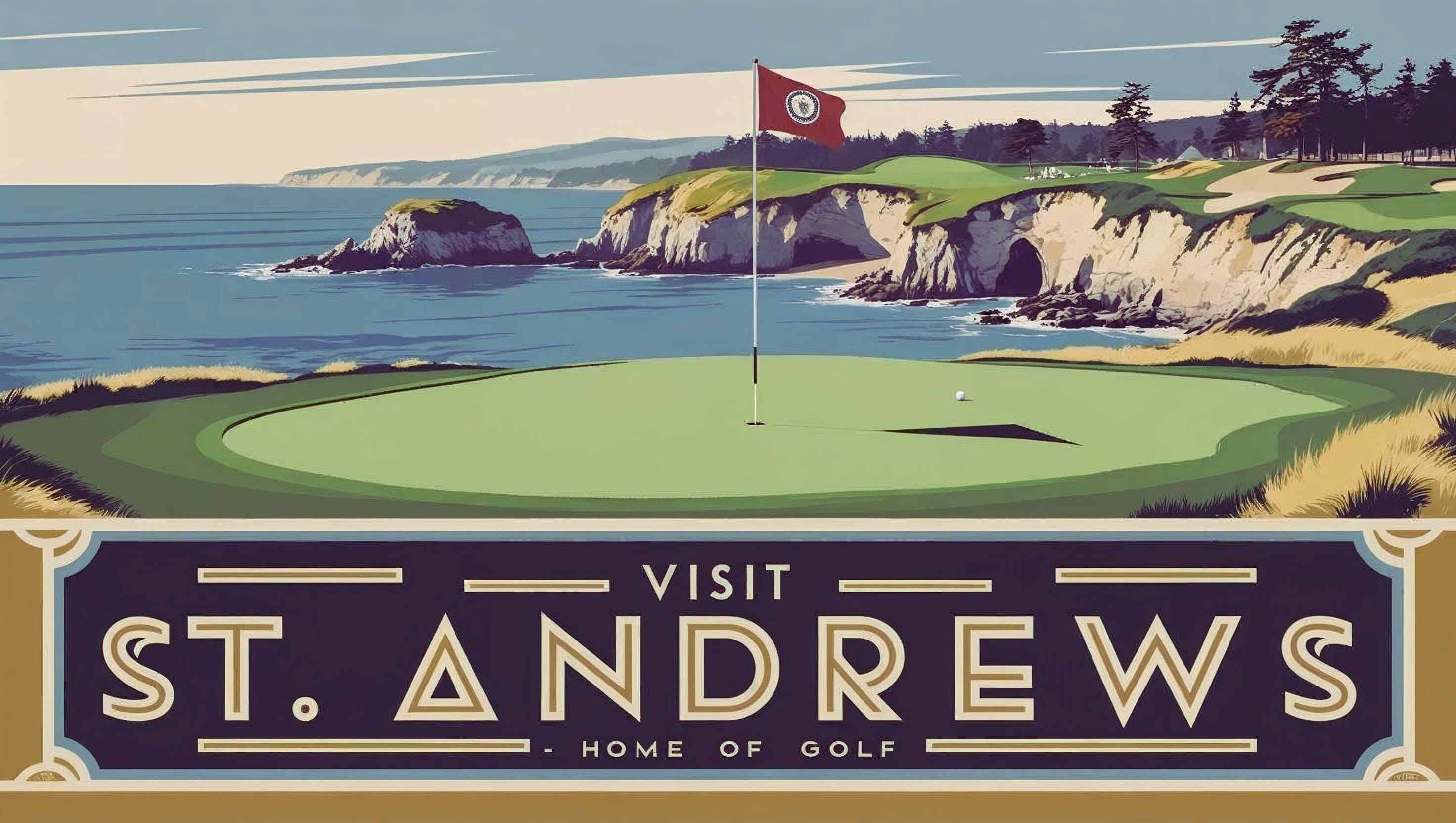 St. Andrews Vintage Golf Poster Set – Swilcan Bridge, Road Hole & Royal ...