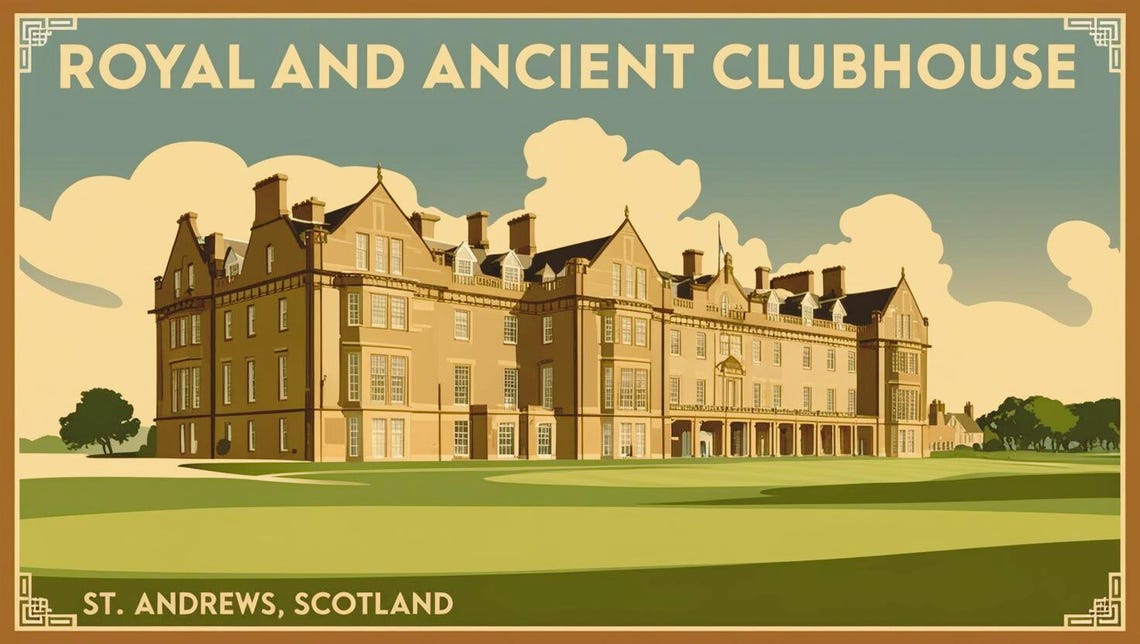 St. Andrews Vintage Golf Poster Set – Swilcan Bridge, Road Hole & Royal ...