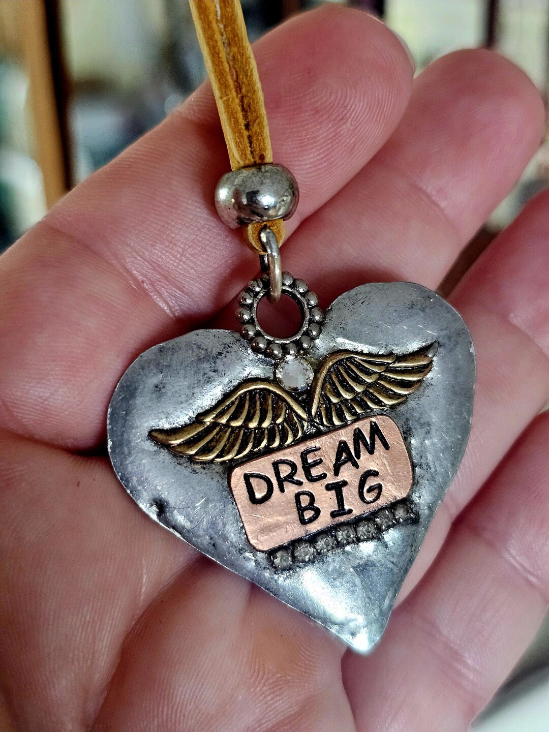 Bohemian Style Heart DREAM BIG Necklace, Handcrafted Heart Necklace. - Etsy