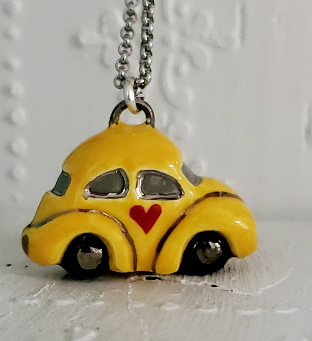 Love Bug!, YELLOW Vintage VW BUG. Ceramic Sculpture, Miniature - Etsy