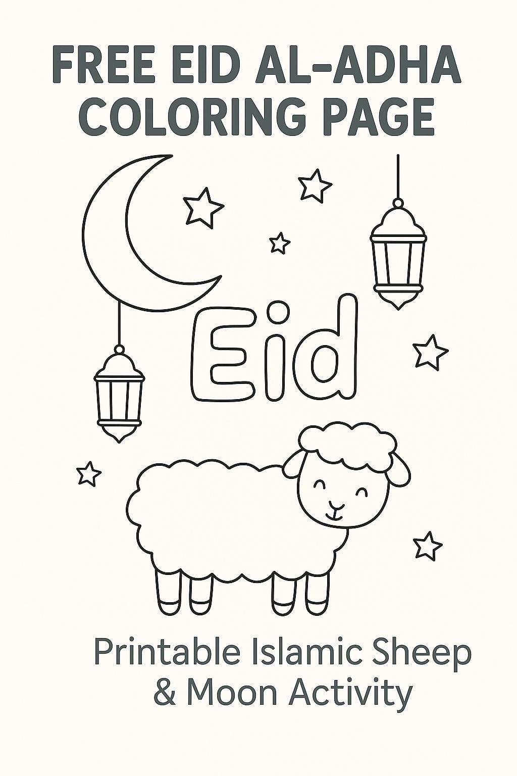 Free Eid Al-adha Coloring Card for Kids – Printable Islamic Greeting ...