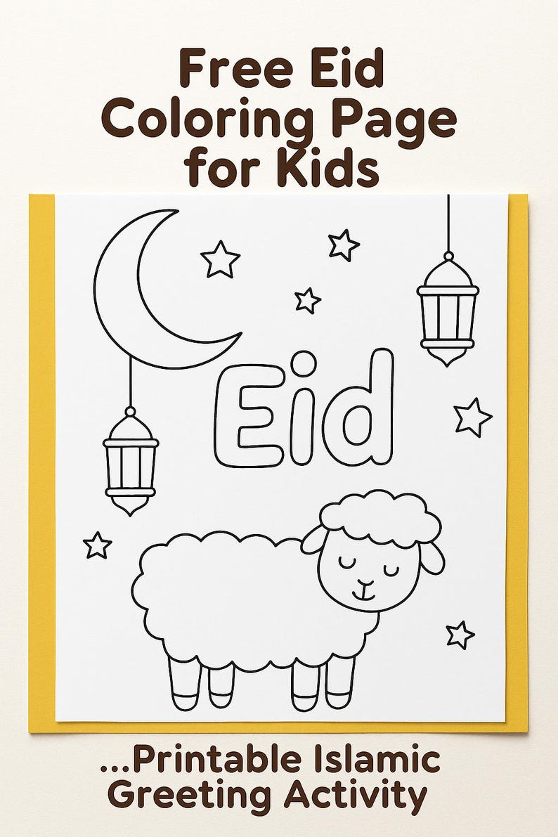 Free Eid Al-adha Coloring Card for Kids – Printable Islamic Greeting ...