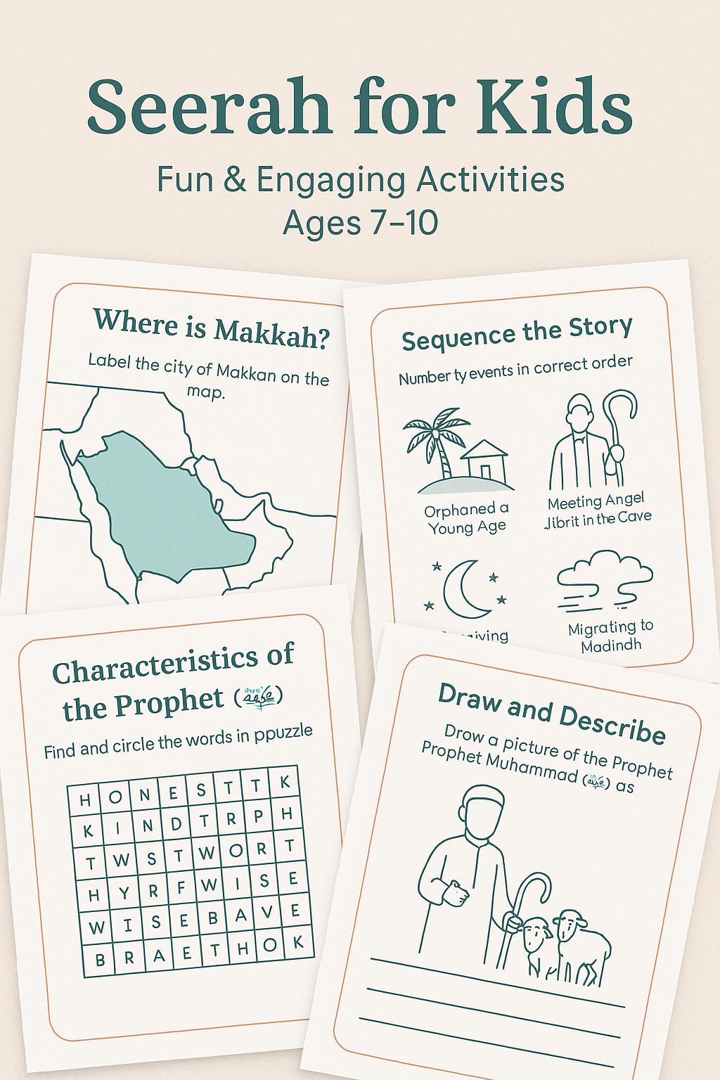 Seerah of Prophet Muhammad Activity Pack for Kids | Islamic Printable ...