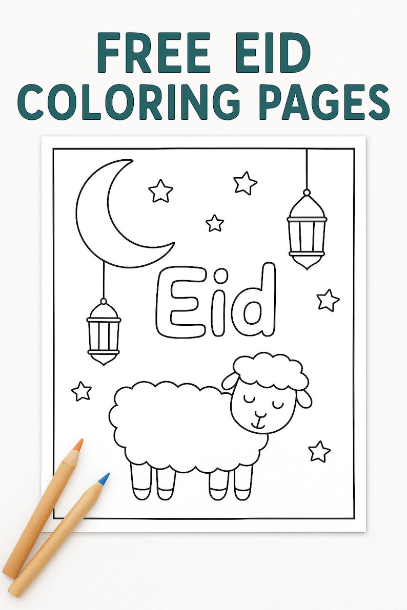 Free Eid Al-adha Coloring Card for Kids – Printable Islamic Greeting ...