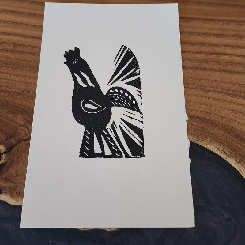 Chicken Linocut - Etsy
