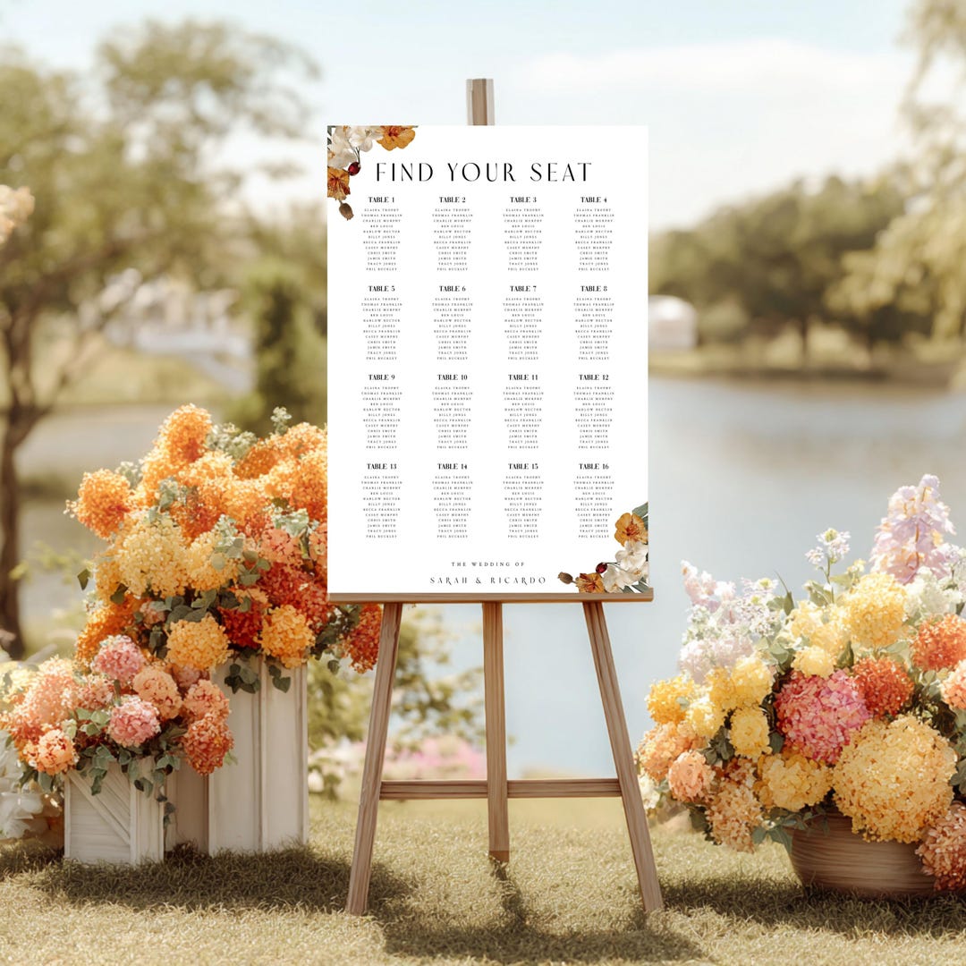 Boho Wedding Seating Chart Template, Editable Find Your Seat Sign ...