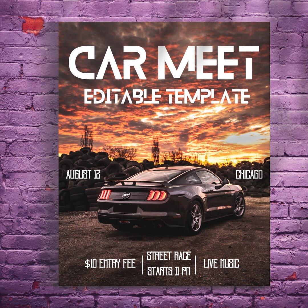 Editable Car Meet Poster Template for Canva (16" X 20") - Etsy