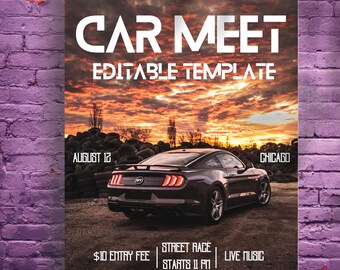 Editable Car Meet Poster Template for Canva (16" X 20") - Etsy