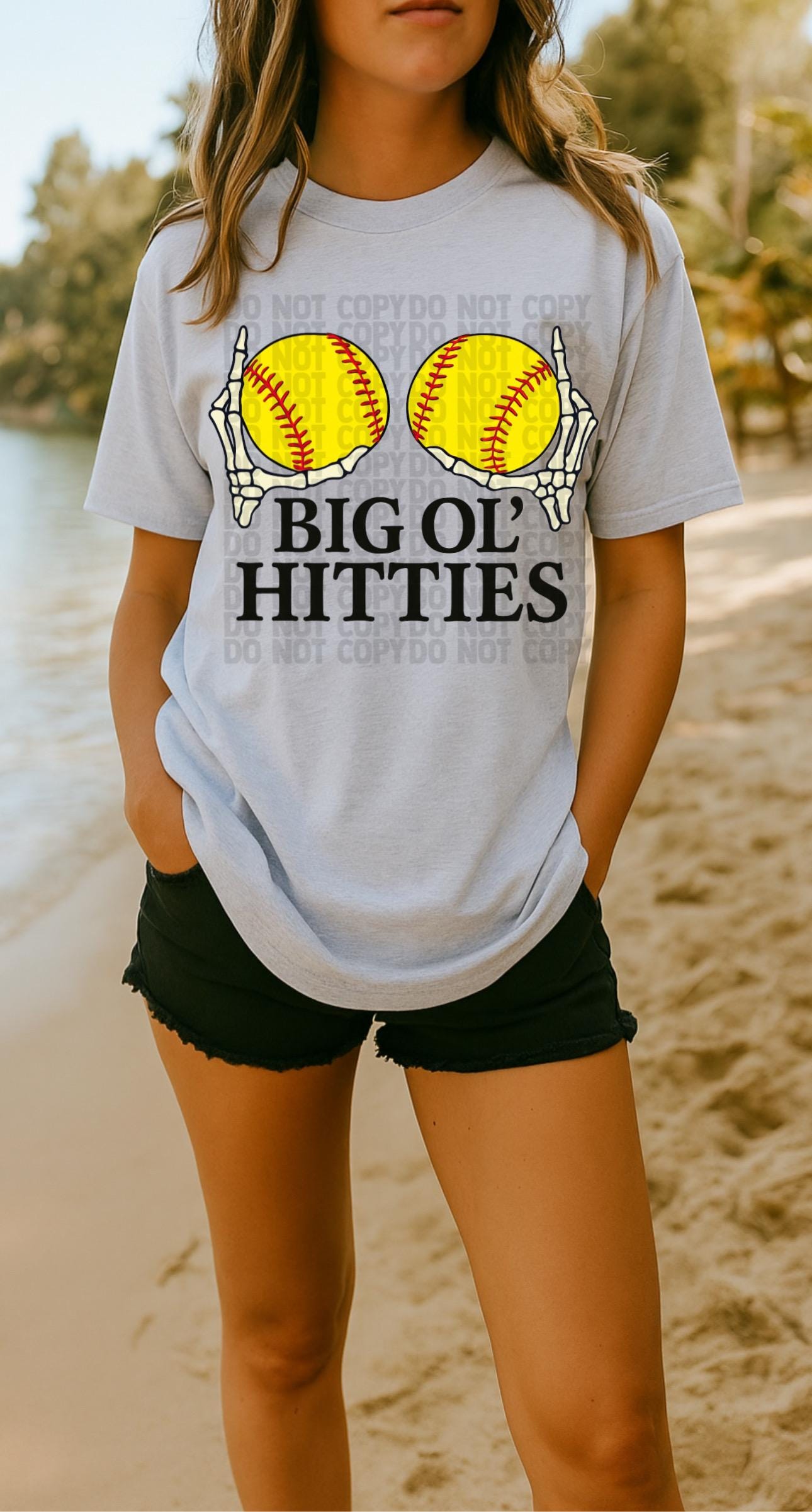 Big Ol’ Hitties Softball PNG | Funny Skeleton Hands Clipart | Digital ...