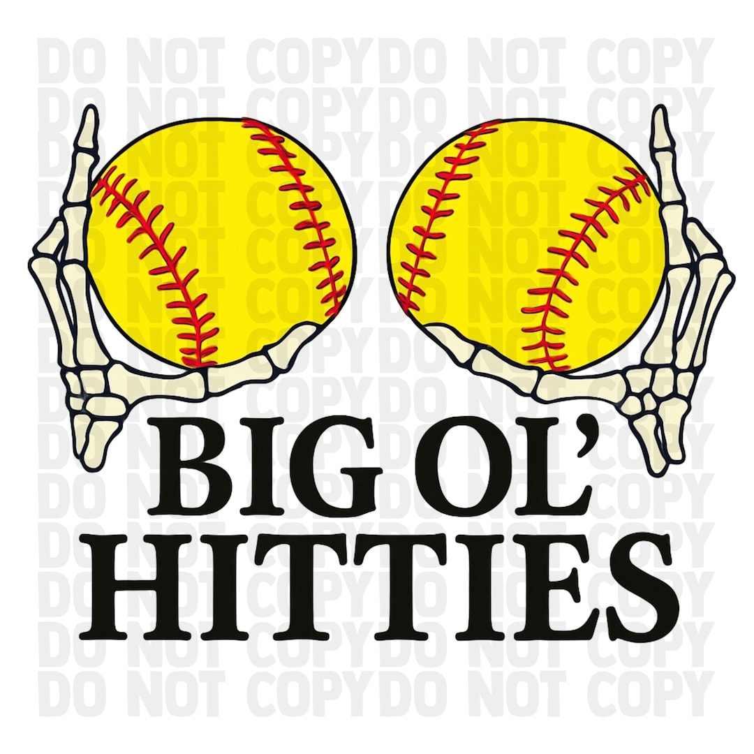 Big Ol’ Hitties Softball PNG | Funny Skeleton Hands Clipart | Digital ...