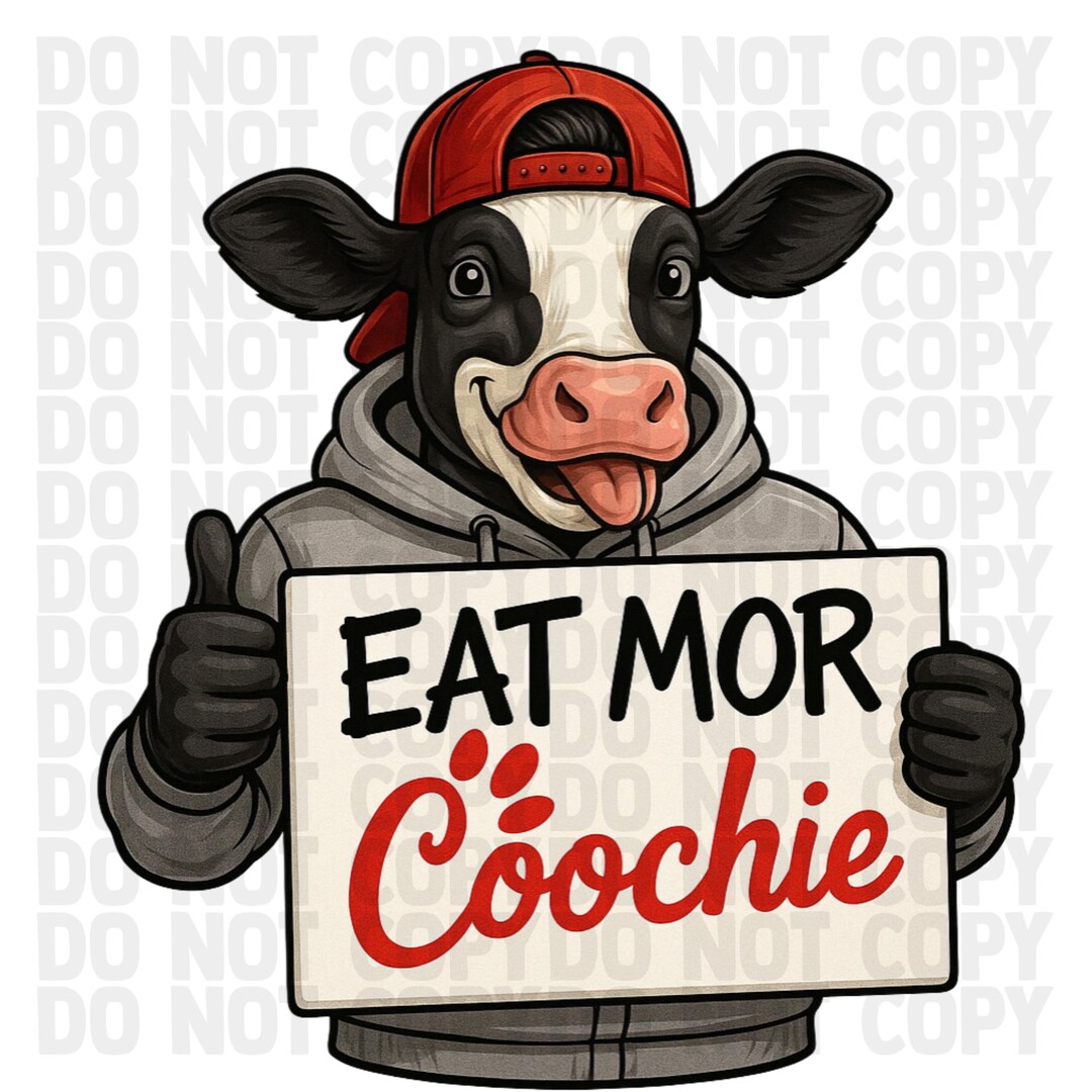 Funny Cow Hoodie Download | Eat Mor Coochie Graphic PNG | Cartoon ...