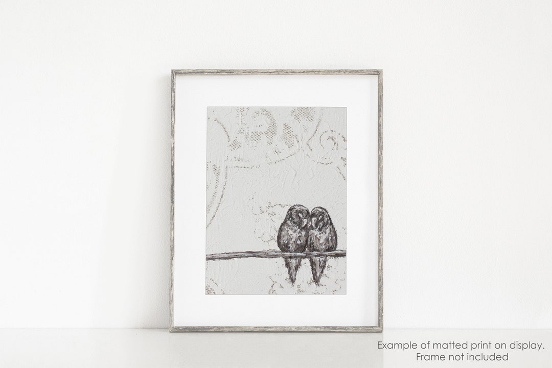 8x10 Matted Print Love Birds Art Print Bird Painting Birds on a Branch ...
