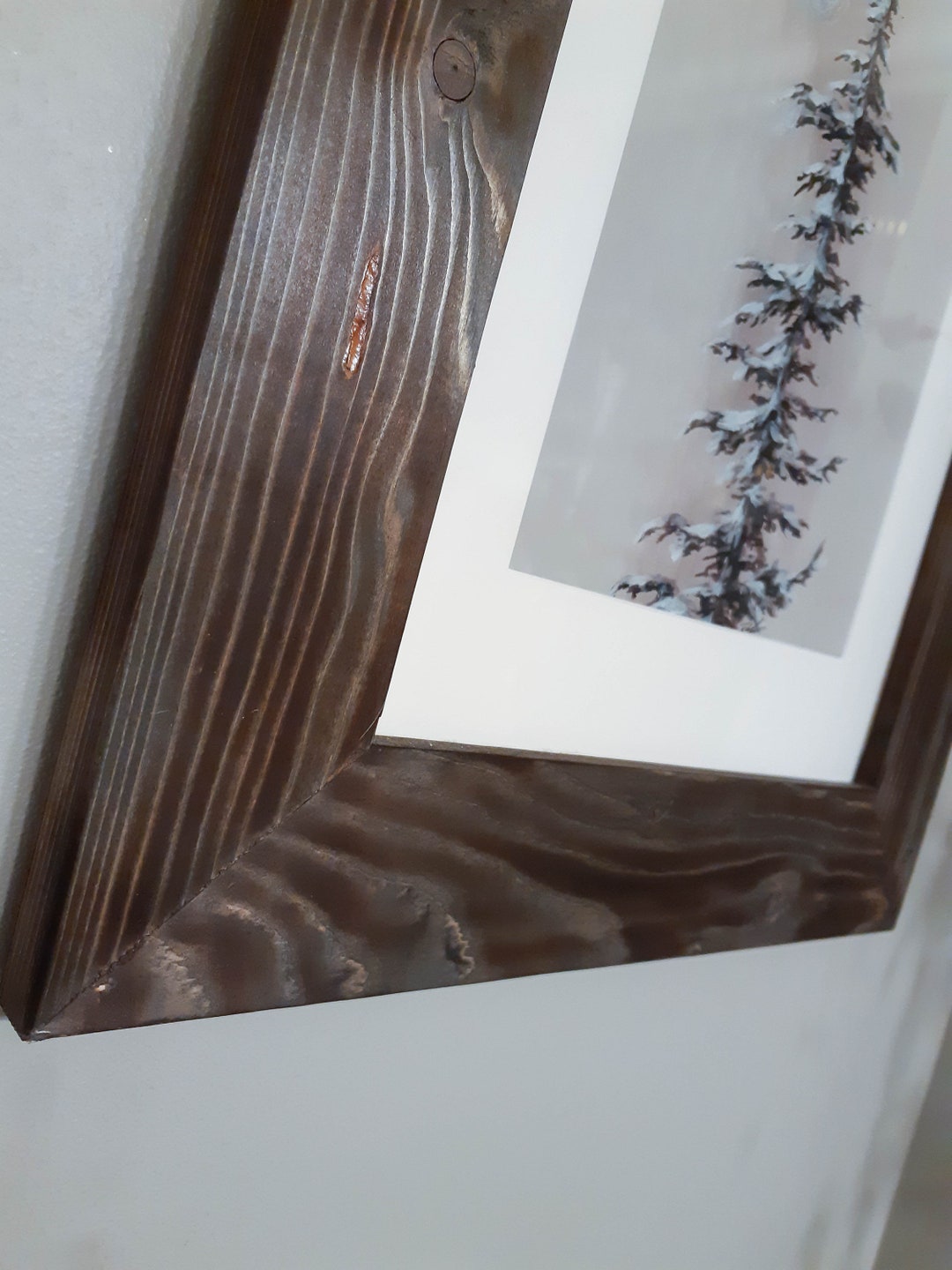 Woodsy Forest Art Print 11x14 Handmade Dark Wood Frame Single Tree ...